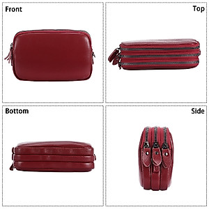 Phenas Leather CellPhone Purse Crossbody Shoulder Bags Medium Purse Multi Zipper Purses Handbag Wallet for Women