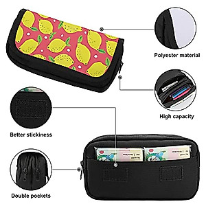 Lemons Pencil Case with Two Large Compartments Pocket Big Capacity Storage Pouch Pencil Bag for School Teen Adult