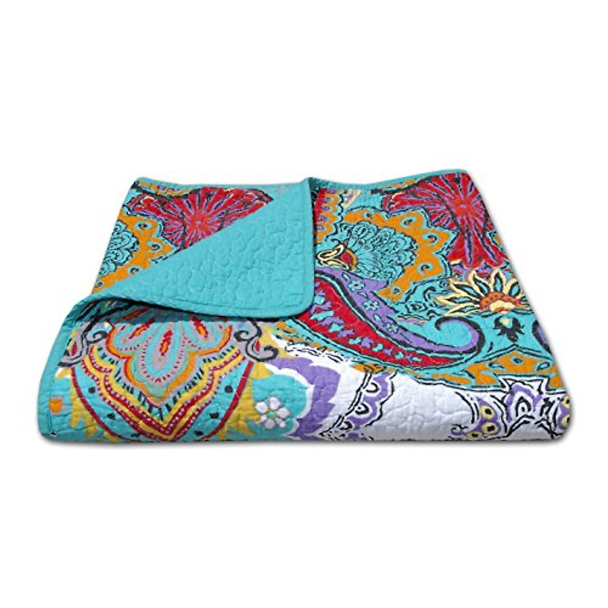 Greenland Home Nirvana 100% Cotton Quilted Throw Blanket, Teal