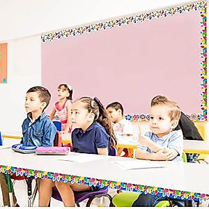 Bulletin Board Border Trim Colorful Removable Blackboard Chalkboard Border Springtime Luau Ocean Borders Stickers for Spring Classroom Office Party Wall Decor (Flower Style, 59 ft in Length)