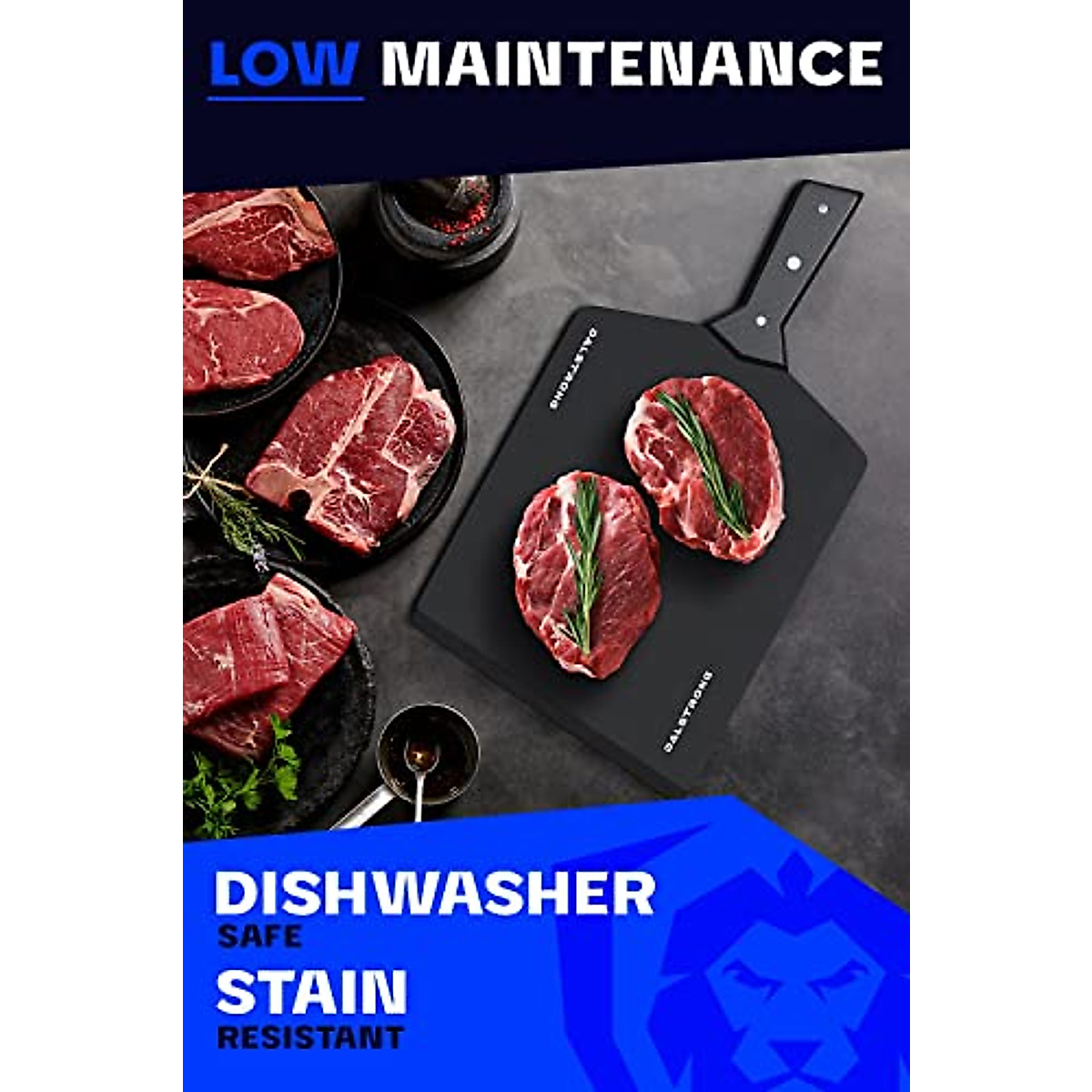 DALSTRONG Cutting & Serving Board - Black Wood-Fibre Cutting Board - Non-Slip Feet - The Infinity Series - G10 Handle - Obsidian Black - Medium Size (9" x 11")