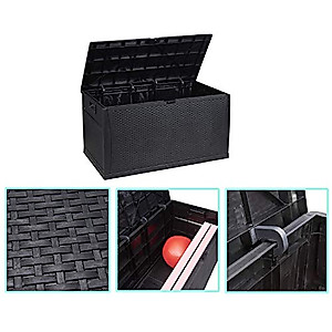 Wonlink Wicker Storage Trunk, Patio Storage Box,120 Gallon Deck Box Outdoor Storage Container for Patio Furniture Cushions and Garden Tools