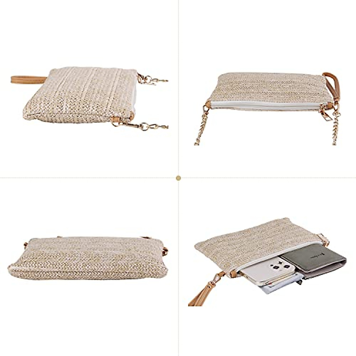 Oweisong Straw Purses for Women Summer Beach Straw s Clutch Purses Crossbody Bag Handmade Women Envelope Handbag Wallet