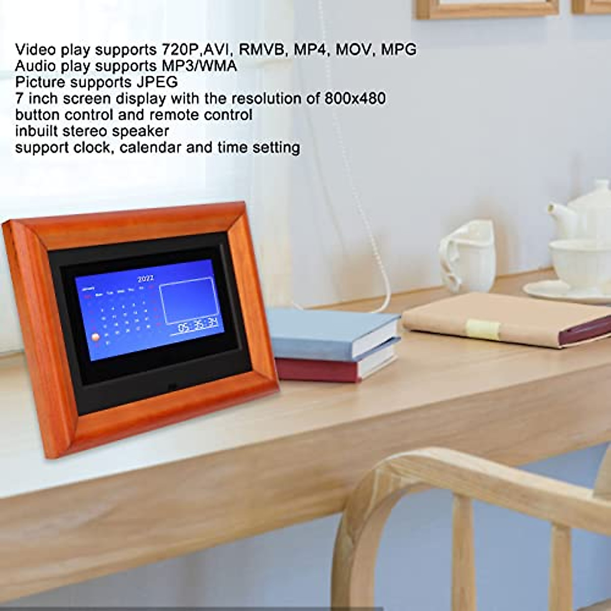 Digital Photo Frame, 7 Inch Multifunction Digital Photo Album Stereo Speaker for Party (US Plug)