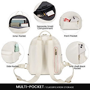 LOVEVOOK Mini Backpack for Women Light Weight Small Waterproof fashion Backpack Purses Daily Backpack Beige
