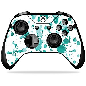 MightySkins Skin Compatible with Microsoft Xbox One X Controller - Teal Splatter | Protective, Durable, and Unique Vinyl Decal wrap Cover | Easy to Apply, Remove, and Change Styles | Made in The USA