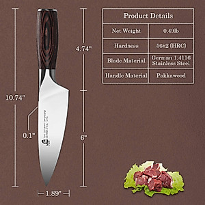 TUO Pro Chef Knife 6 inch & Chopper Knife 6 inch & Boning Knife 6 inch - German HC Stainless Steel - Ergonomic Pakkawood Handle - Osprey Series with Gift Box
