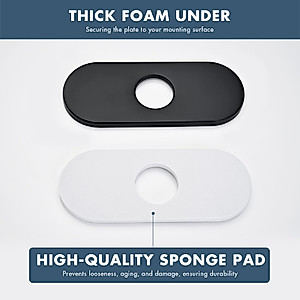 6 Inch Faucet Deck Plate for Bathroom Sink - Universal Fit for 1 Hole or 3 Hole 4 Inch Centerset Basins - Escutcheon Faucet Plate - Stainless Steel Faucet Hole Cover(Matte Black)