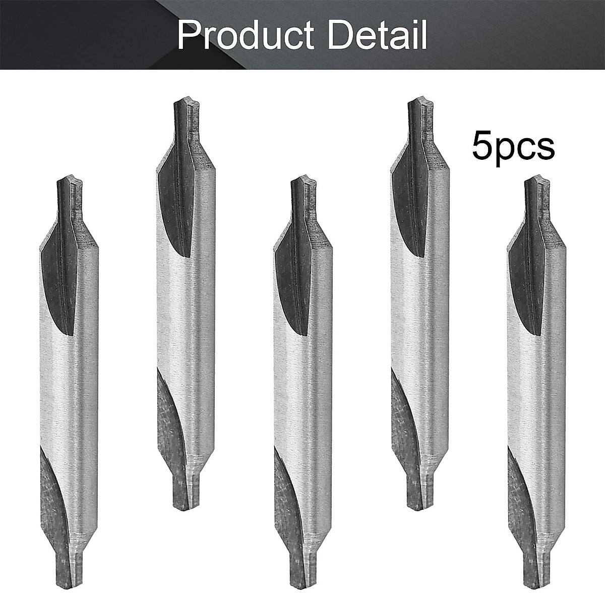 Utoolmart 5 Pcs Center Drill Countersink Lathe Bit Mill Tool, Combined Drills Plain Type Imperial, 1/4-inch Combined Countersinks Drills Set Tool, HSS-6542 Countersinks
