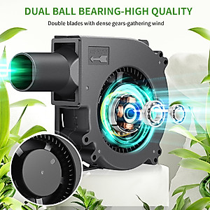 WDERAIR 120mm Small 12Volt Electric BBQ Blower Fan with Adjustable Controller for Squirrel Cage Centrifugal Air Blower、 Smoker Ventilation or Replacement Inflatables、Charcoal Starter、Barbecue Grill