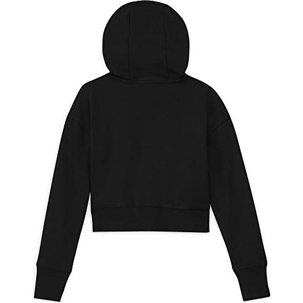 Nike Girl's Sportswear Club Fleece Crop Hoodie (Little Kids/Big Kids) Black/White M (10-12 Big Kid)