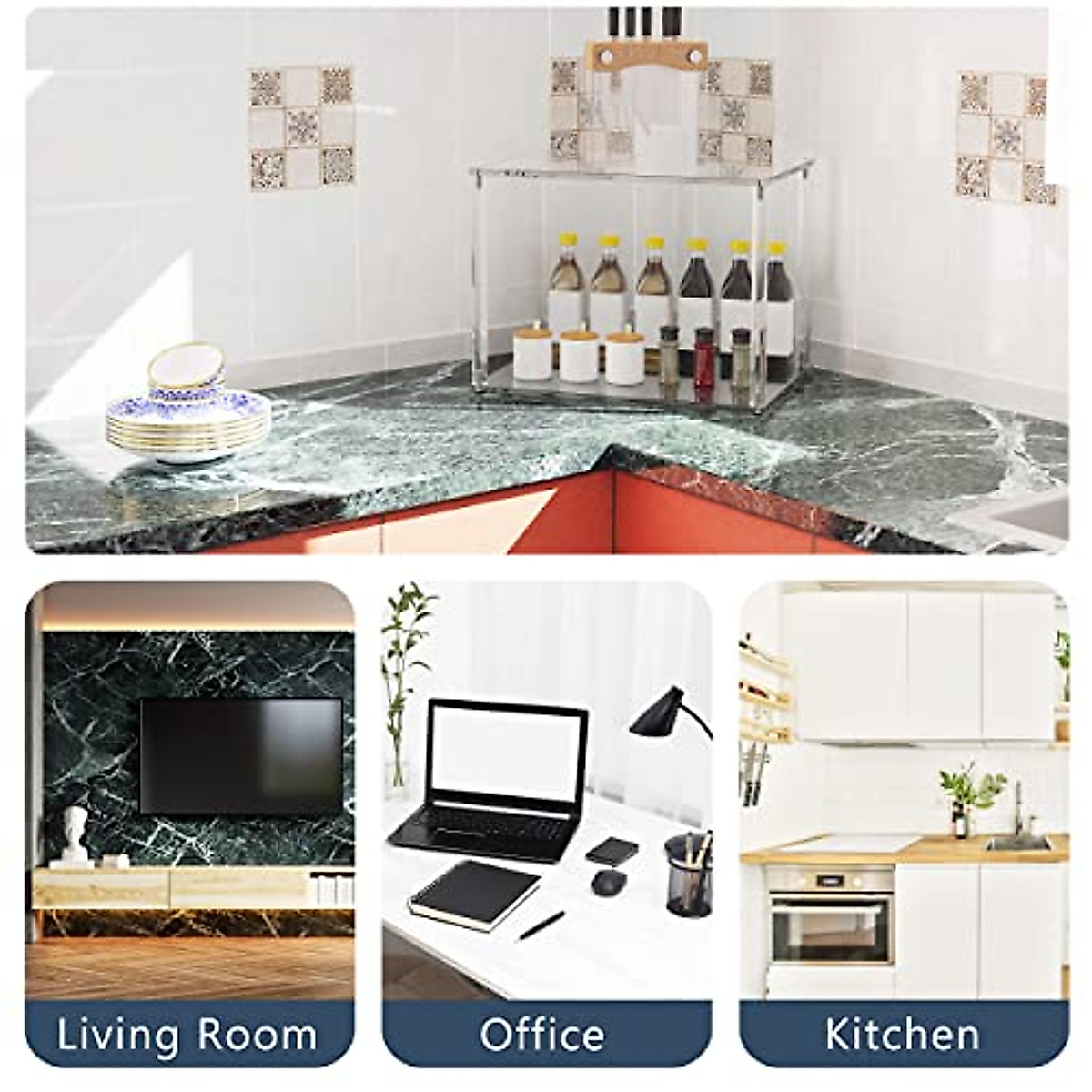 CRYSFLOA Acrylic Printer Stand 2 Tier Storage Shelves Desktop Stand for Printer Home Office Desk Organizer Printer Shelf Book Storage Desktop Shelf for Work Kitchen Storage Shelves 15.7'' x 11.6''