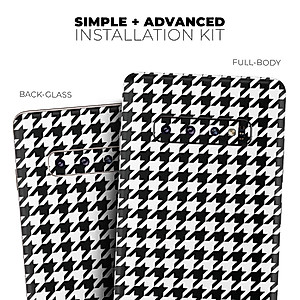 DesignSkinz Black and White Houndstooth Pattern Protective Vinyl Decal Wrap Skin Cover Compatible with The Samsung Galaxy S20 (Screen Trim & Back Glass Skin)
