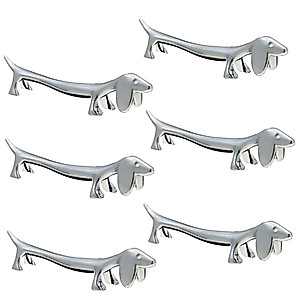 IUAQDP 6 Pieces Dog Chopsticks Holder Metal Dachshund Chopstick Rest Pillow, Silver Puppy Chopstick Rack Stand for Spoon Fork Knife Tableware Brush Home Kitchen Table Decoration