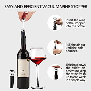 Swanfort Red Wine Glasses Set of 4 with Wine Aerator Pourer and Vacuum Wine Stopper Hand Blown Crystal Wine Glasses With Stem, Unique Design in Gift Box for All Purpose 14.5 OZ