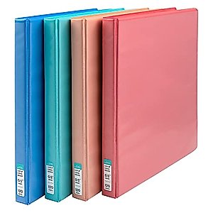 Yoobi 1/2 Inch Binder Set – 3-Ring Binders with 2 Pockets – Perfect for School or Office – Holds up to 100 Sheets – 4 Pack – Solid Multicolor Variety