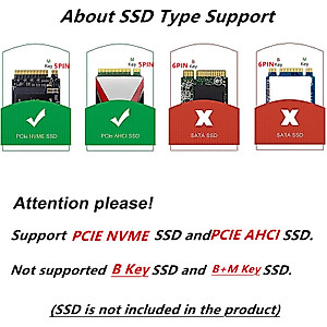 ACTIMED M.2 NVMe to PCIe Adapter, Aluminum Heat Sink, Supports 2230/2242/2260/2280 SSDs, PCIe X1 Interface, Compatible with Windows and Mac OS