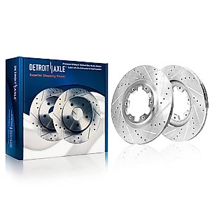 Detroit Axle - Front Brake Rotors for 1998-2003 Infiniti QX4, 2000-2004 Nissan Pathfinder Drilled & Slotted Brake Rotors 1999 2001 2002 Replacement Brakes: 11.8" inch Rotors