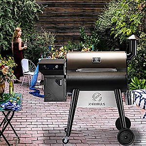 Z GRILLS 7002F/7002C 2021 Upgraded Wood Pellet Grill Smoker Portable for Outdoor BBQ, 8 in 1 BBQ Grill and Smoker with Digital Temperature Control, Hopper Clean-Out, 697 sq. in (Rain Cover Included)
