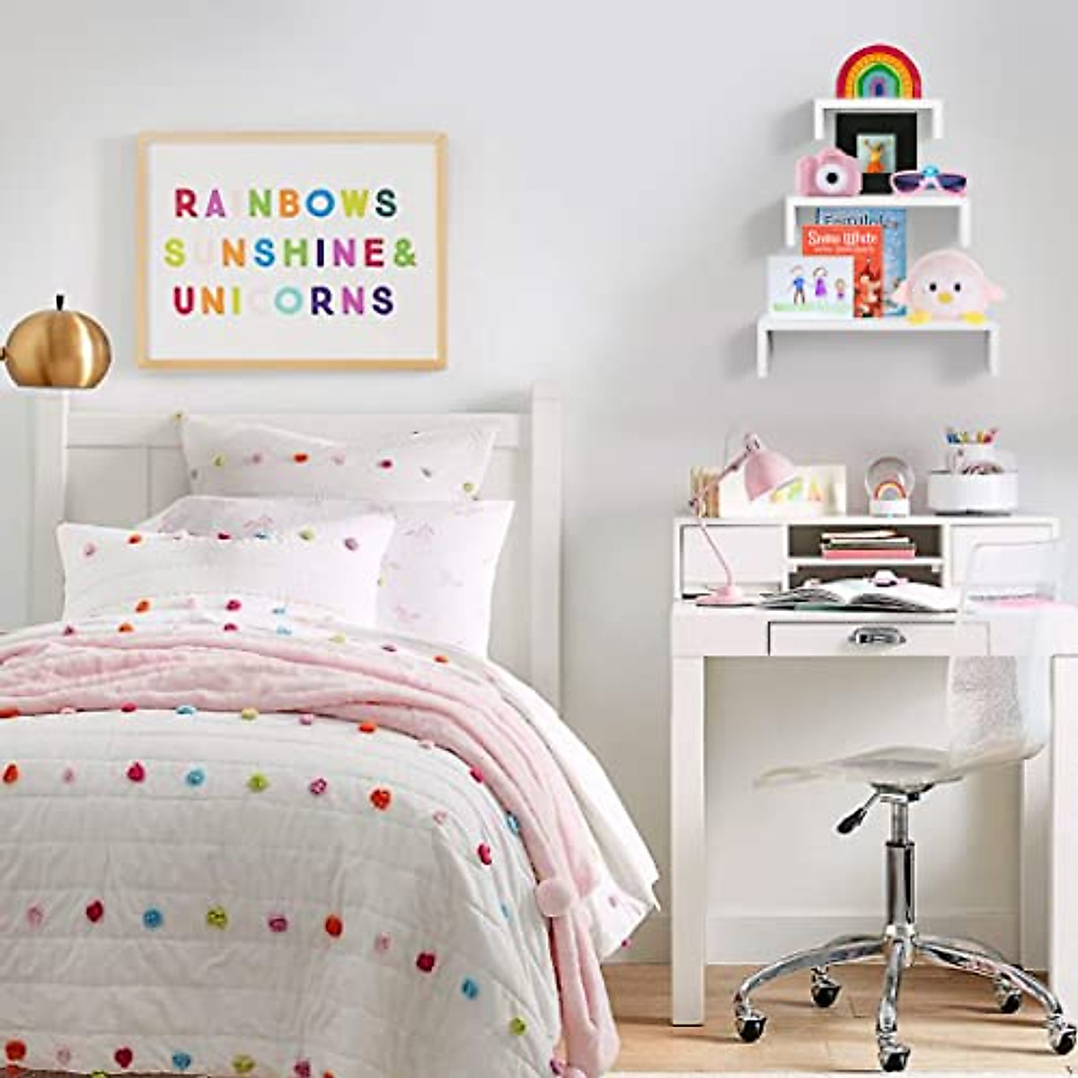 Daisyware Wall Mount U Shape Floating Shelves, MDF Wood Shelves Perfect in Bedroom, Living Room, Dining Room, Bathroom & Home Office, Set of 3 (White)