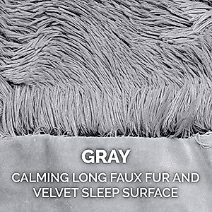 Furhaven XL Waterproof Calming Plush Long Faux Fur & Velvet Dog Blanket, Washable - Gray, Extra Large