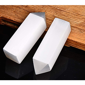 AMOYSTONE Selenite Tower Crystals and Healing Stones Wands Crystal Points 4 Sides Tower Large 6" Tall 1 PC