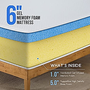 PayLessHere 6 Inch Twin Gel Memory Foam Mattress/CertiPUR-US Certified/Bed-in-a-Box/Cool Sleep & Comfy Support