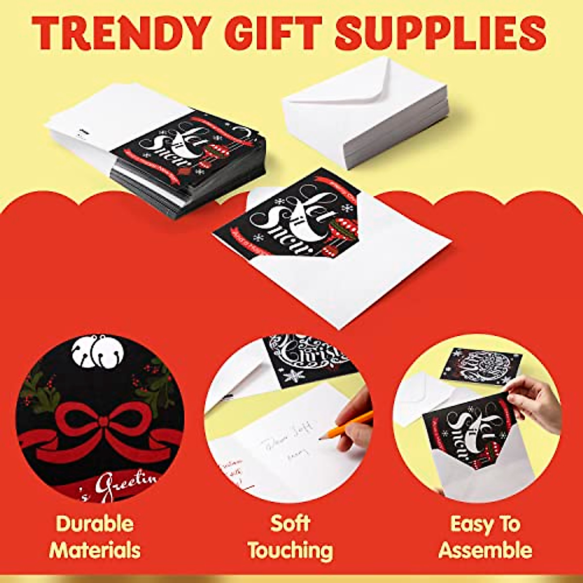 JOYIN 72 PCS Holiday Christmas Greeting Cards with 6 Artistic Greeting Designs With Envelopes for Winter Christmas Season, Merry Christmas Cards, Wintertime Gifts Cards. (Artistic Black Collection)