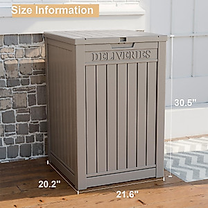 MAIUSCOLI 48 Gallon Resin Package Delivery Box - Rust & Moisture Resistant, Lockable, Waterproof Deck Box for Porches, Patios, Indoor & Outdoor Use (Gray, 48 Gallon)
