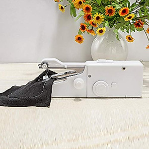 Handheld Sewing Machine,Cordless Portable Mini Stitching Sewing Machine Hand Electric Sewing Machine for Kids Beginners Clothes, Home,DIY Accessories (White)
