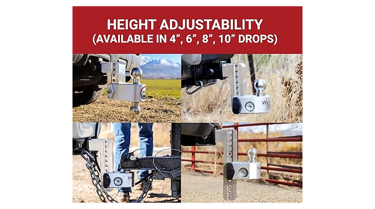 Weigh Safe Adjustable Hitch w/ Built-in Scale | 12,500 lbs
