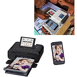 Canon SELPHY CP1300 Desktop or Portable Inkjet Laser Wireless Compact (4x6 Label) Photo Printer (Black) Canon KP-108IN Color Ink Paper Set | Includes USB Printer Cable Gentle Cleaning Cloth