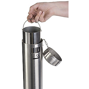 Displays2go Cigarette Receptacle, Iron, Stainless Steel Construction – Silver Finish (SMOKFLSV)
