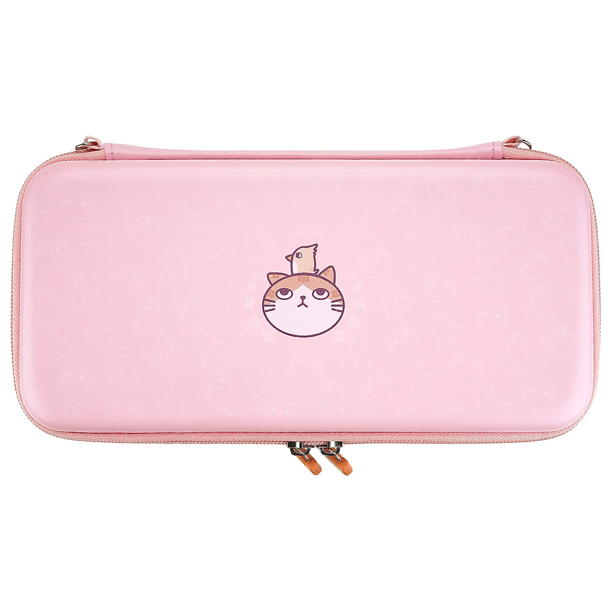 eXtremeRate PlayVital Pink Cute Carrying Case for Nintendo Switch Lite, Thumb Grip Caps + Kitten & Chicken Slim Travel Case for Switch Lite, Portable Hardshell Girl Storage Bag Game Accessories