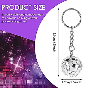 Disco Ball Keychain, 12 Pieces Disco Ball Party Favors Keychain 70s Disco Keychain Silver Mirror Ball Keychain Ball Party Supplies 1970s Party Favors Set for Halloween Christmas Party Decorations