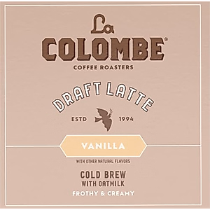La Colombe Vanilla Draft Latte with Oatmilk - 9 Fl. Oz. 4 Pack - 100% Arabica Brazilian Cold Brew Coffee with Nitrous-Infused Oatmilk, Dairy-Free Vegan Latte, 120mg Natural Caffeine