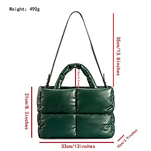 Small Quilted Puffer Shoulder Bag, PU Cotton Padded Designer Handbags, Winter Soft Tote Bag Crossbody Bag (White)