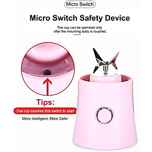 Toycol Portable Blender, Mini Personal Size Blenders for Smoothies and Shakes,Travel Juicer Cup Smoothie Maker with Updated 6 Blades USB Rechargeable Fruit Mixer with 4000mAh Battery16Oz Pink