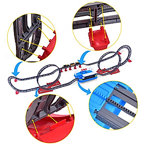 FUN LITTLE TOYS 78PCS Train Set Toys for Kids, Flexible Railway Tracks Roller Coaster Playset, Batteries Operated Toy Train with Light and Sound, Gift for 3 4 5 6 Years Old Toddlers Boys and Girls