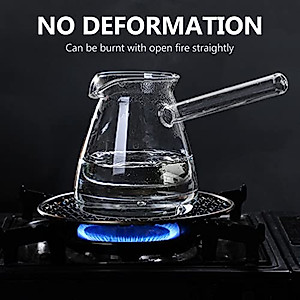 Zerodeko 2pcs Turkish Coffee Pots with Handle, Glass Stovetop Tea Pots Heat Resistant Side Handle Teapot Kettle Hot Chocolate Maker Stovetop Coffee Maker (450ML)