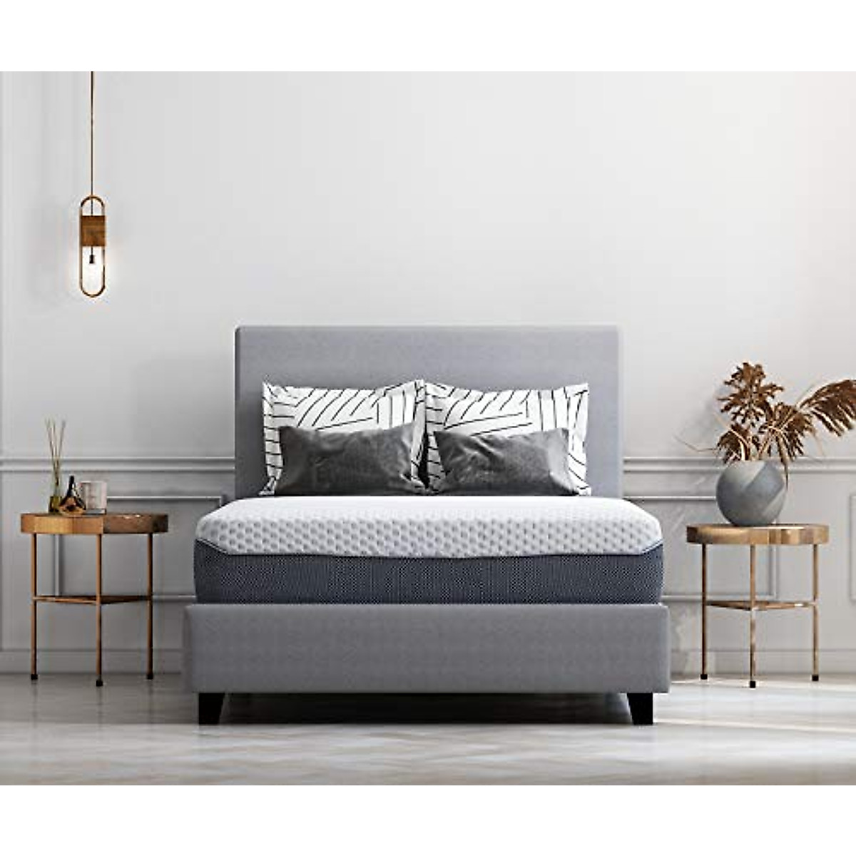 Signature Design by Ashley 12 Inch Elite Plush Mattress, Green Tea & Charcoal Infused Gel Memory Foam, Queen