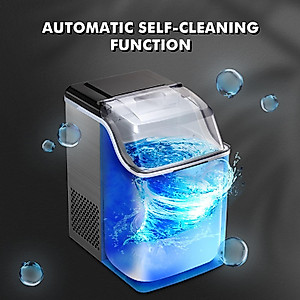 ZAFRO Nugget Ice Makers Countertop,45lbs/Day Pebble Ice Maker Machine with Self-Cleaning,24hrs Timer,LED Panel Sonic Ice Maker with Ice Scoop,Ice Basket for Home/Bar/Party (Stainless Steels Silver)
