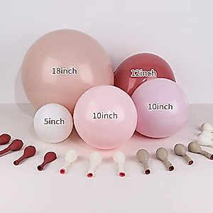 Balloon Arch Garland Kit 124Pcs Double Stuffed Dusty Pink White Light Pink Blush Balloons for Birthday Party Baby Shower Wedding Gender Reveal Graduation Holiday