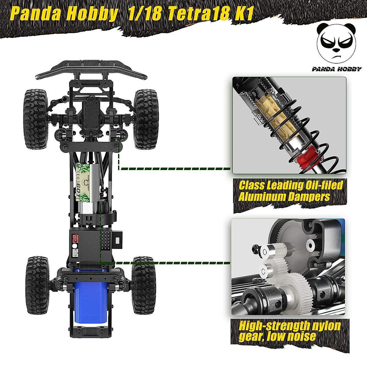 PANDA HOBBY Sport Tetra K1 1/18 RTR Scale 4x4 Rock Crawler 4wd Off-Road Vehicle (Green)