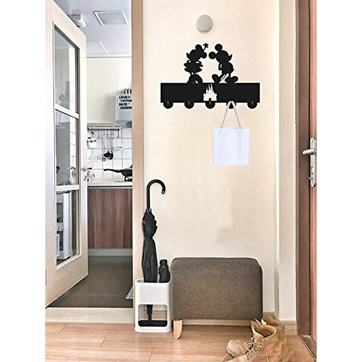 Key Hooks Black for Wall 5-Hooks Wooden Key Holder for Wall Home Decoration for Living Room Hook Entryway and Living Room Key Hanger for Kitchen Wall Key Holder