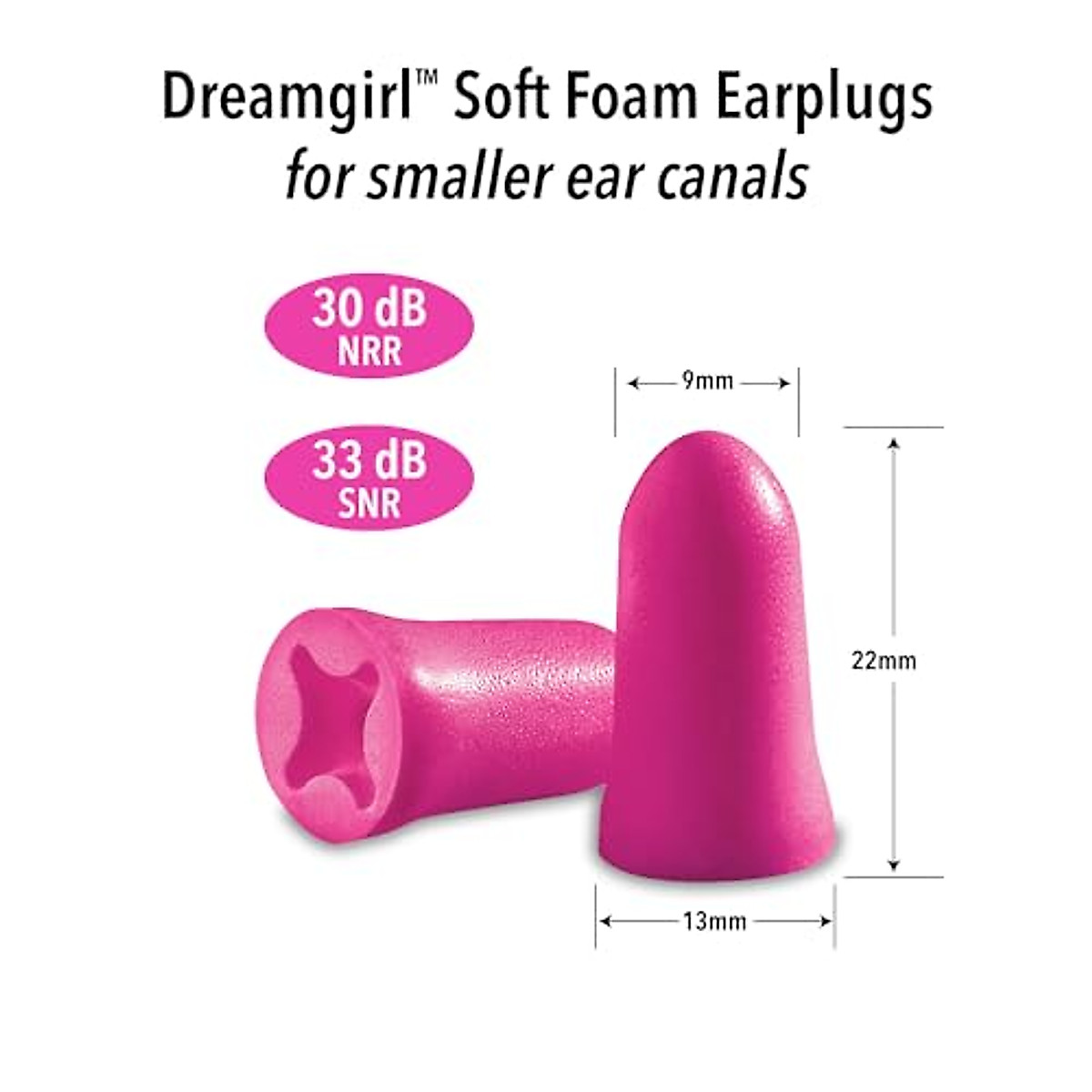 Mack's Dreamgirl Soft Foam Earplugs, 50 Pair, Pink - Small Ear Plugs for Sleeping, Snoring, Studying, Loud Events, Traveling & Concerts