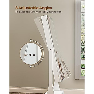 Hzuaneri 8 LEDs Jewelry Cabinet, 42.5" Tall Frameless Mirror Jewelry Armoire, Freestanding Makeup Jewelry Storage with 1 Drawer, 5 Shelves, Jewelry Organizer, White and Black JC14803B