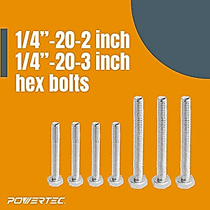 POWERTEC 71130 T-Track Knob Kit with 1/4-20 by 1-1/2" Hex Bolts and Washers (Set of 36)
