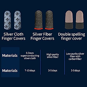 10 PCS Silver-Cloth Mobile Gaming Finger Sleeve,0.3mm Extremely Thin Material, Game Controller Finger Thumb Sleeves Finger Seamless Touchscreen Anti-Sweat Breathable Finger Covers Extremely Sensitive