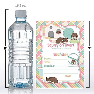 Pet Hamster Themed Birthday Party Invitations for Kids, 20 5x7 Fill In Cards with Twenty White Envelopes by AmandaCreation
